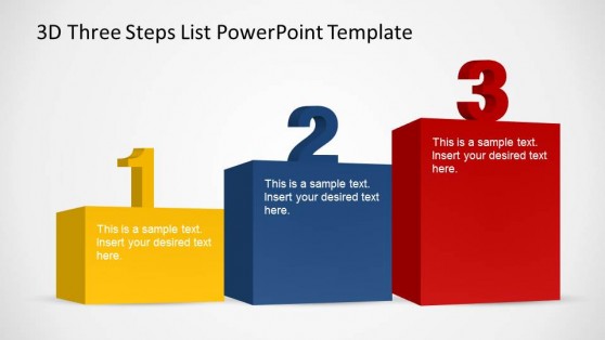 3D Three Steps List PowerPoint Template - SlideModel 3D Three Steps List PowerPoint Template - SlideModel