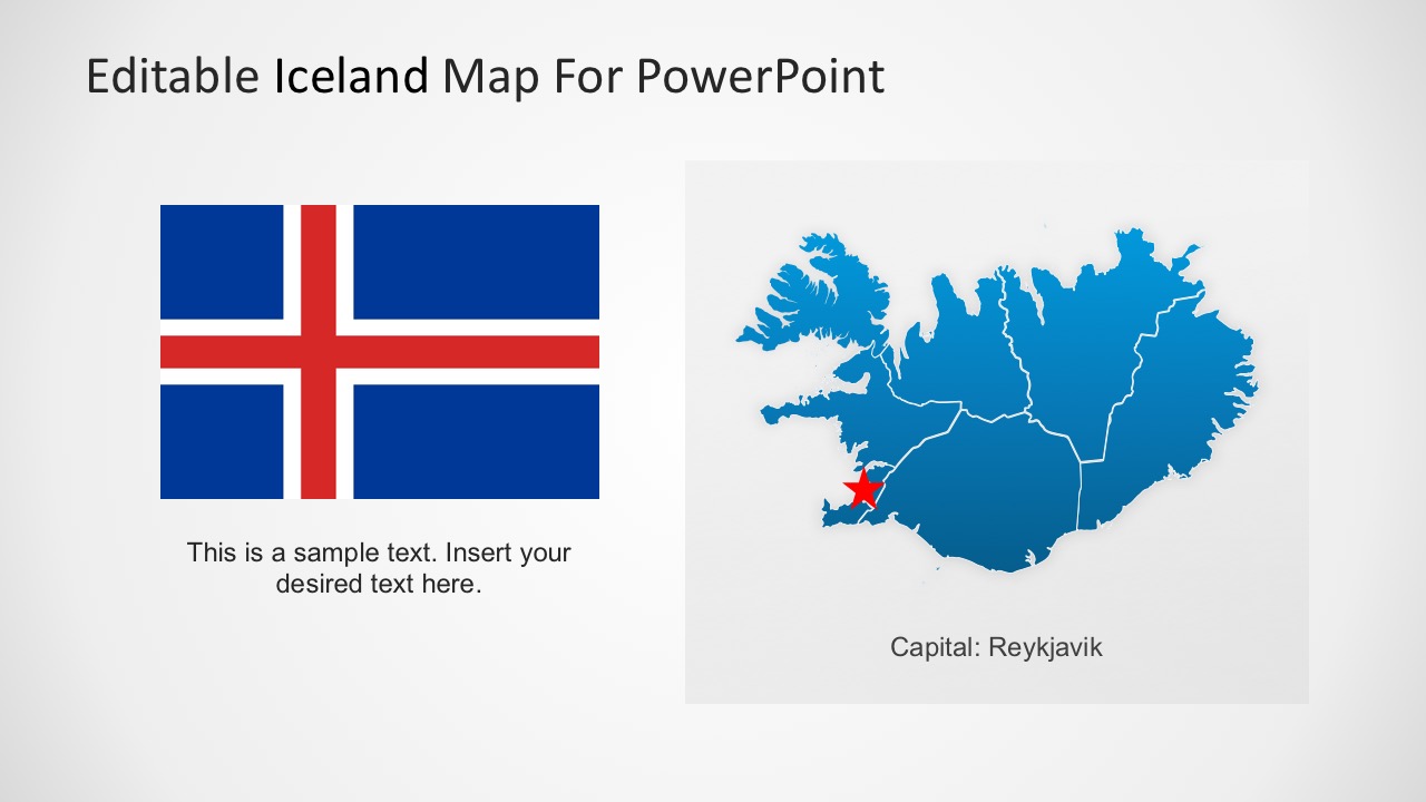 Editable Iceland Map For PowerPoint