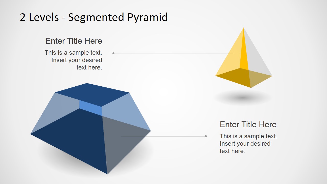 2 Levels Segmented 3D Pyramid Design for PowerPoint - SlideModel