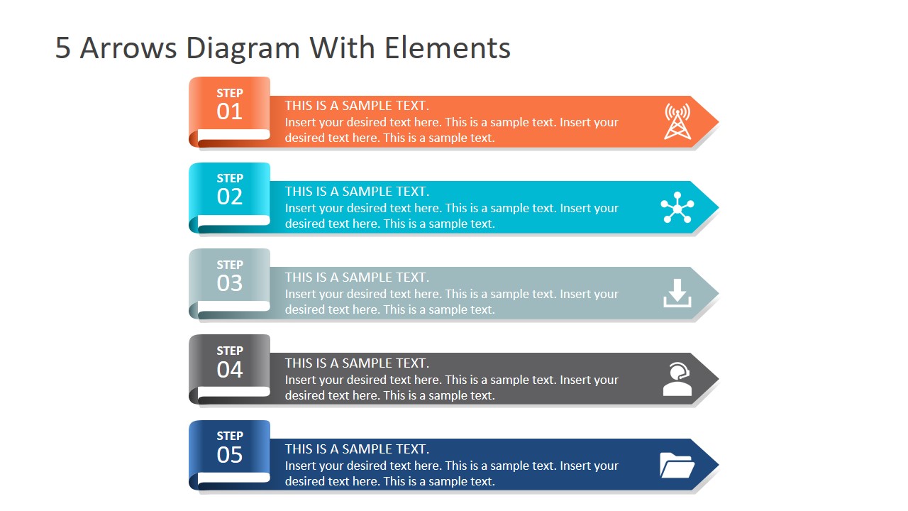 5 Arrows Diagram with Elements - SlideModel