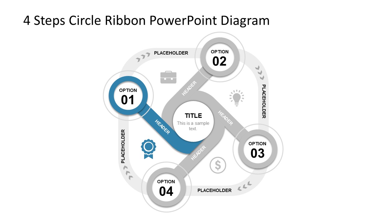4 Steps Circle Ribbon PowerPoint Diagram - SlideModel