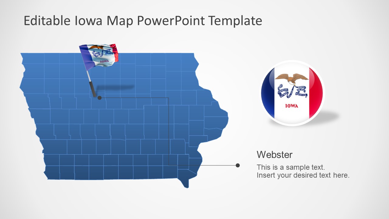 Iowa US State With Counties PowerPoint Map - SlideModel