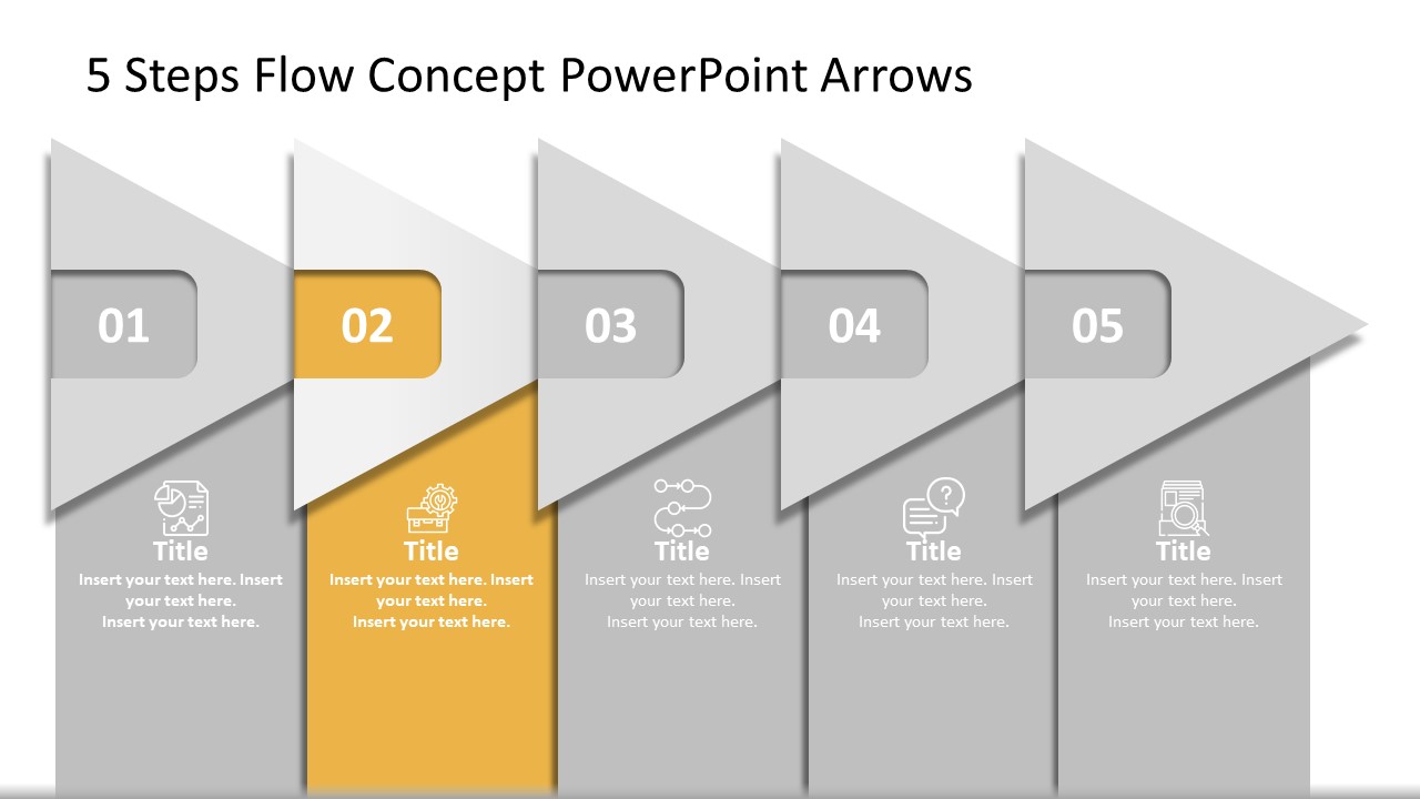 5 Steps Flow Concept PowerPoint Arrows - SlideModel