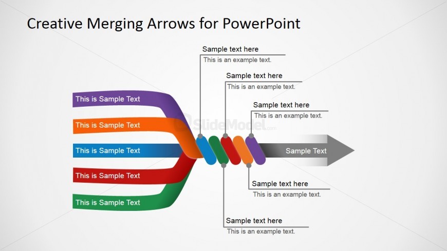 Slide with 5 Arrows Converging in 1 Final Arrow - SlideModel Slide with 5 Arrows Converging in 1 Final Arrow - SlideModel