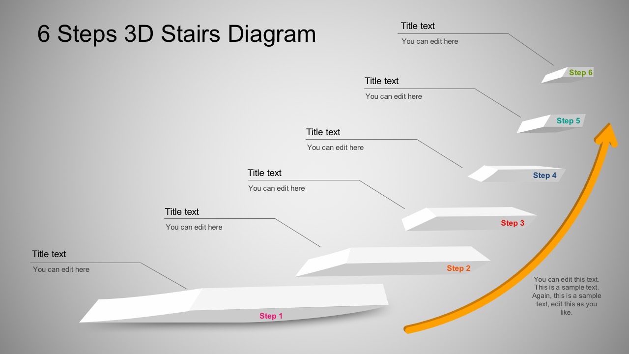 6 Step 3D Stairs Diagram for PowerPoint