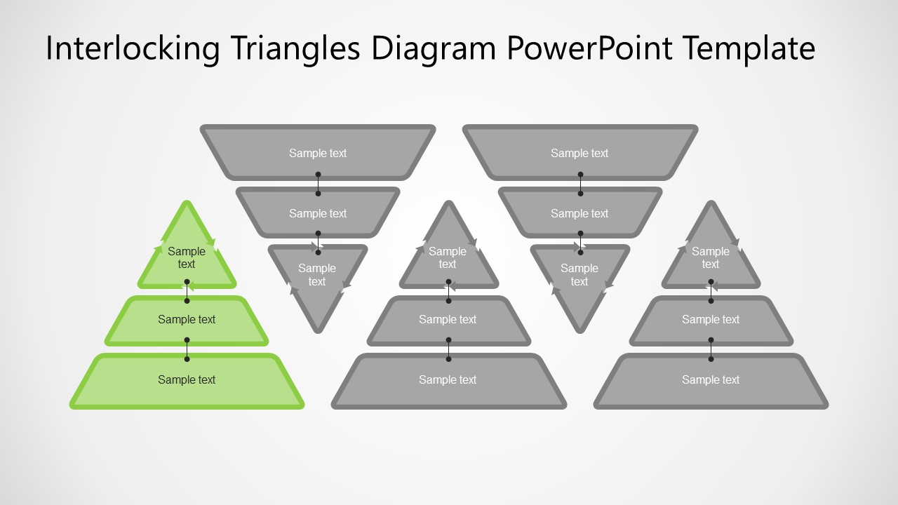 5 Interconnected Pyramids PowerPoint - SlideModel