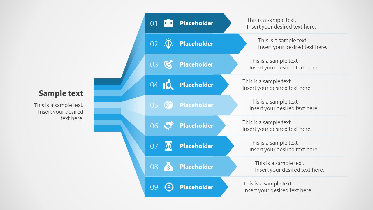 9 Steps Arrows Bars PowerPoint Diagram - SlideModel