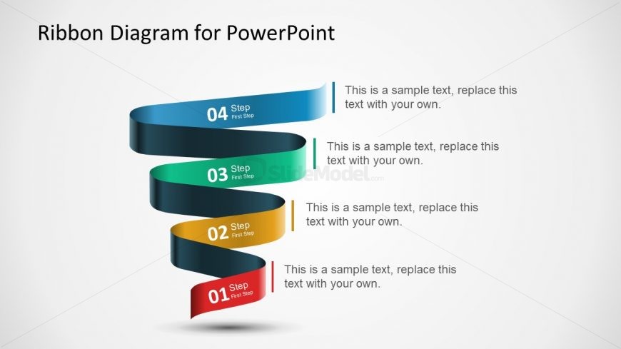 Ribbon Diagram 4 Levels PPT - SlideModel