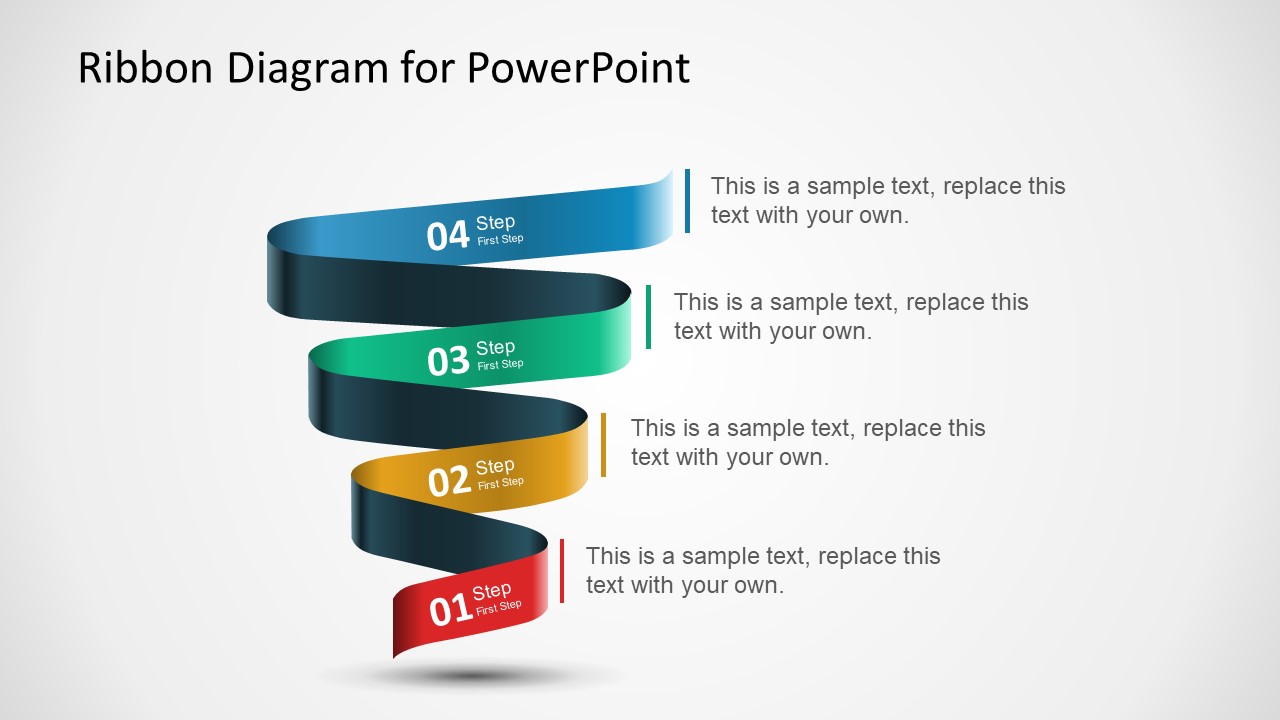 Multi Step Ribbon Diagram Template For PowerPoint SlideModel