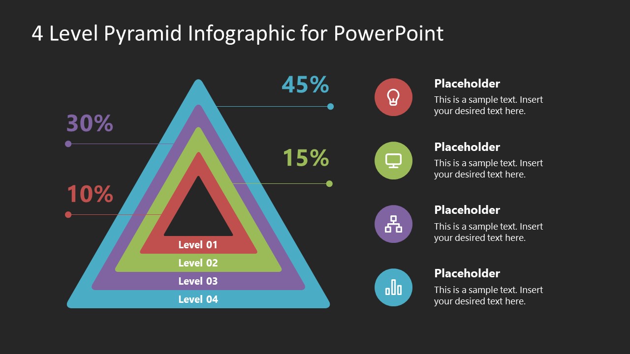 PowerPoint 4 Level Infographic Pyramid - SlideModel
