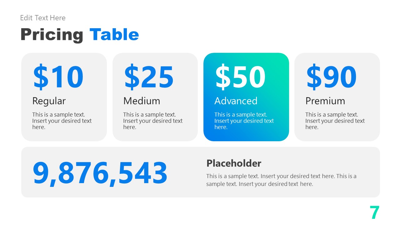 Pricing Table Grid Layout Business Executive PPT - SlideModel