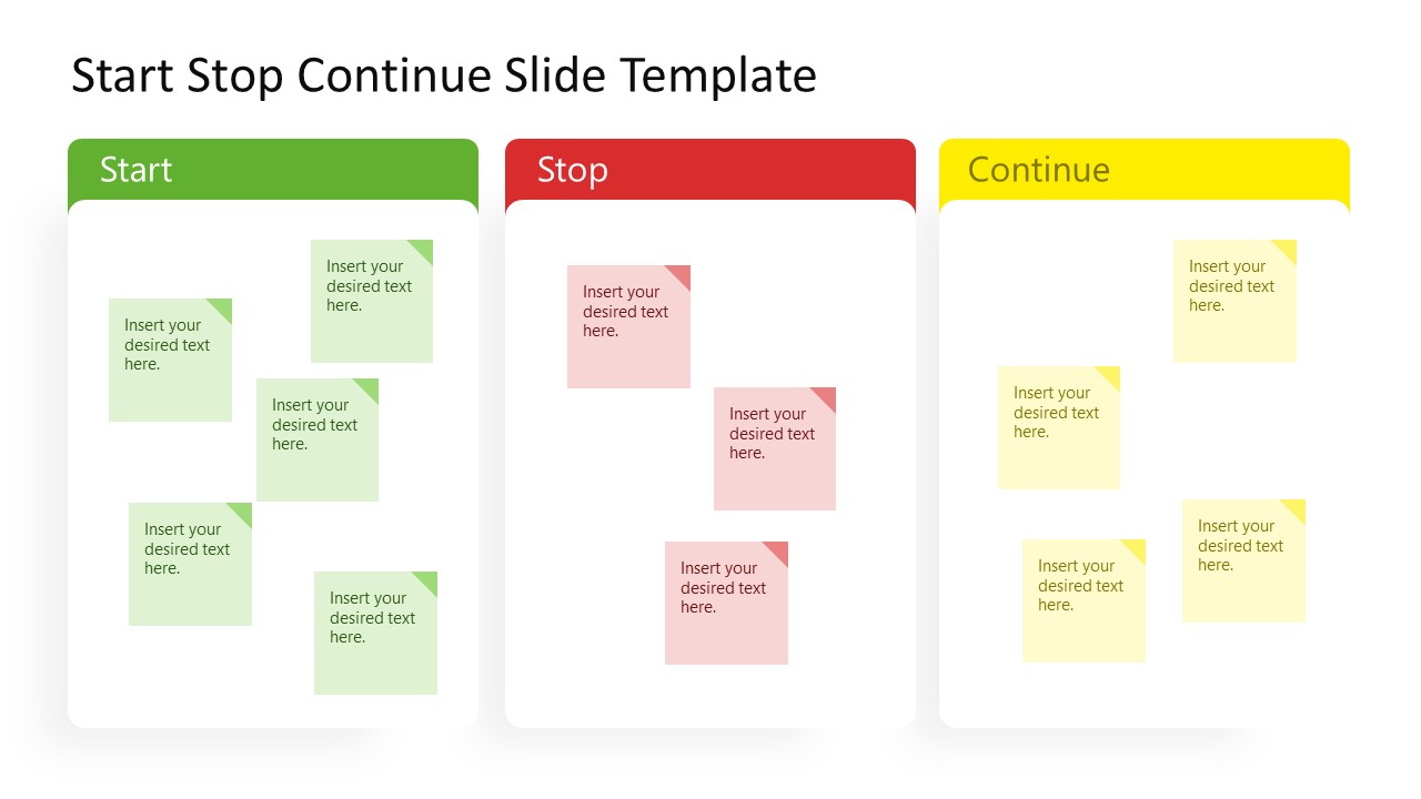 Start Stop Continue Slide Template For PowerPoint SlideModel