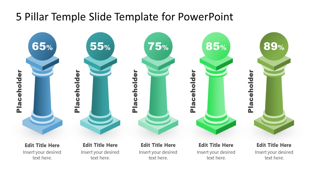 5 Pillar with Percentage Editable Text Boxes - SlideModel