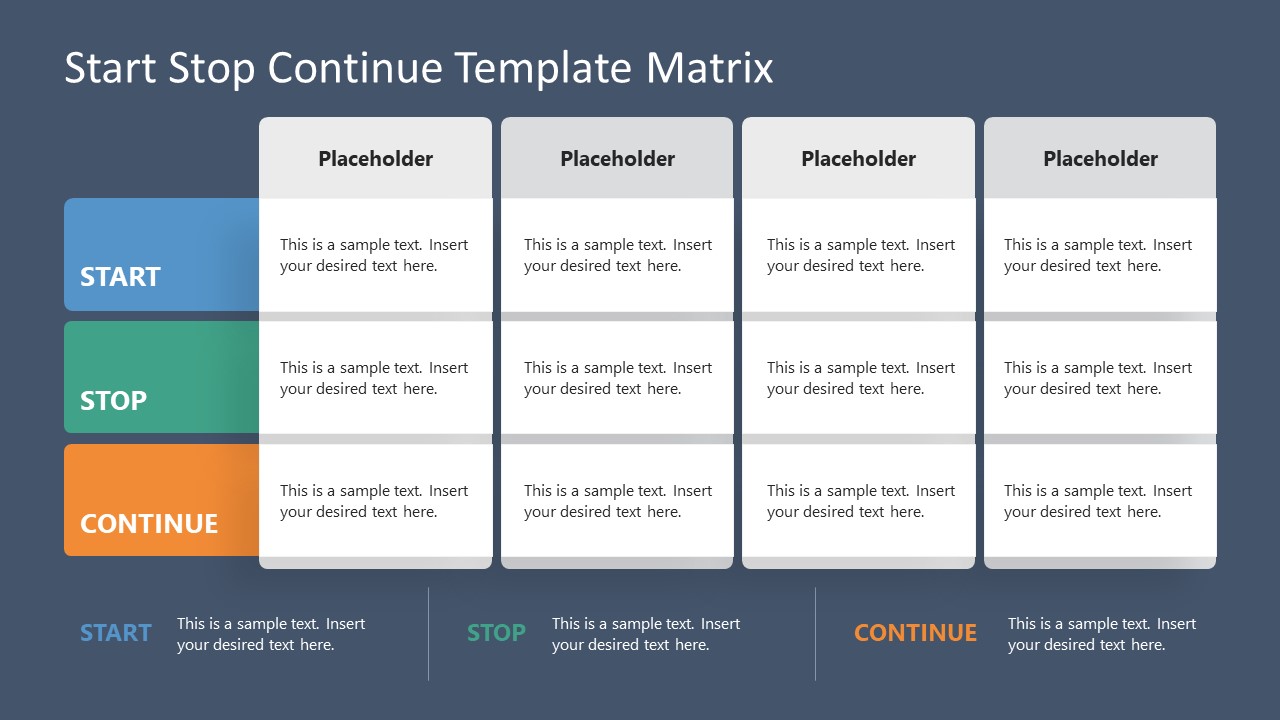 Start Stop Continue Template Matrix for PowerPoint