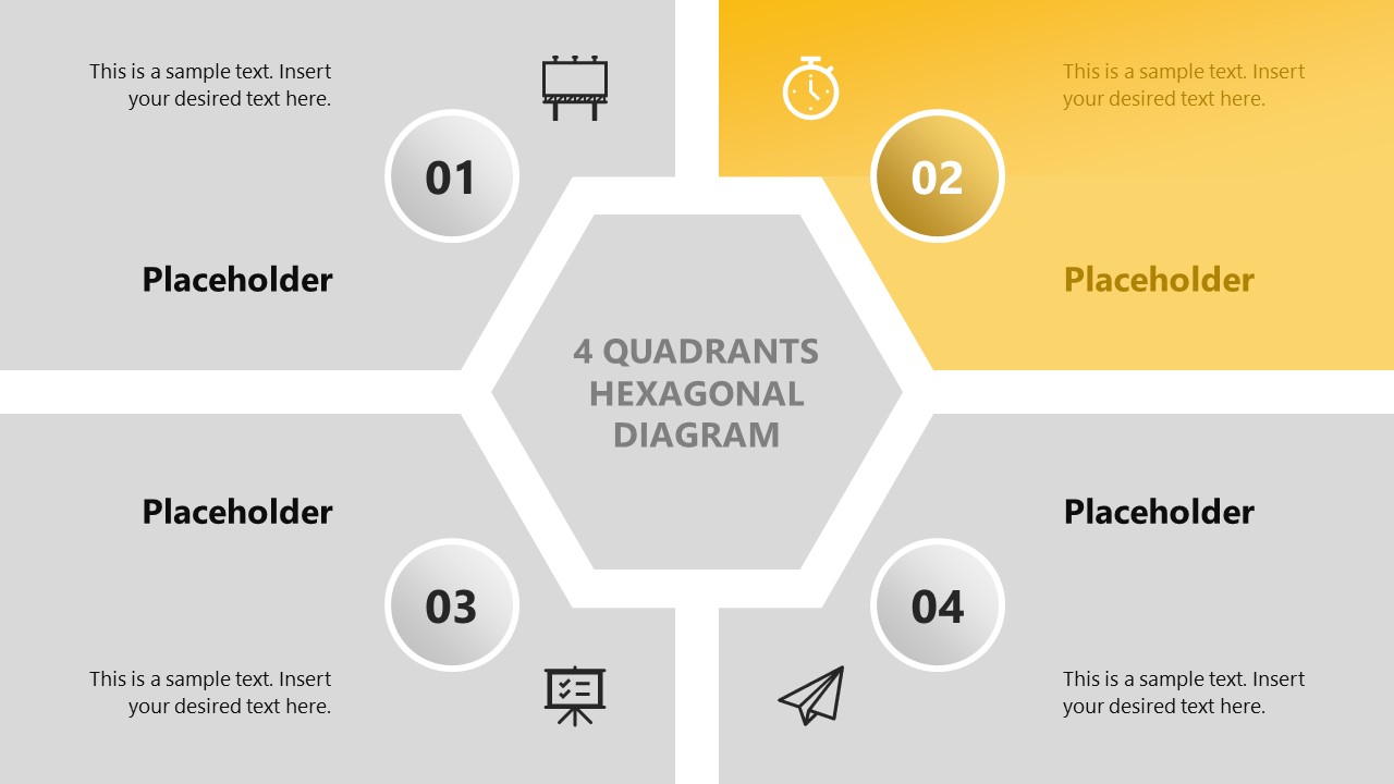 4 Quadrants Hexagonal Diagram Template for PowerPoint