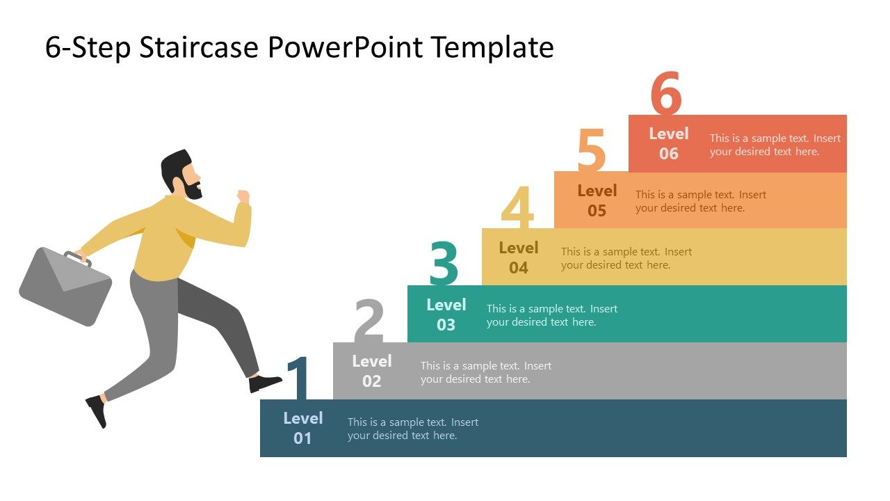 Editable 6-Step Staircase PPT Template - SlideModel