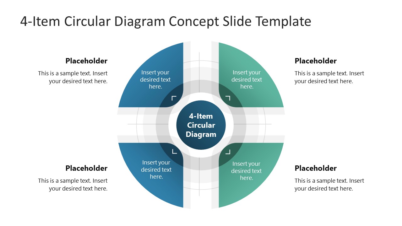 4-Item Main Idea Circular Diagram Concept PowerPoint Template