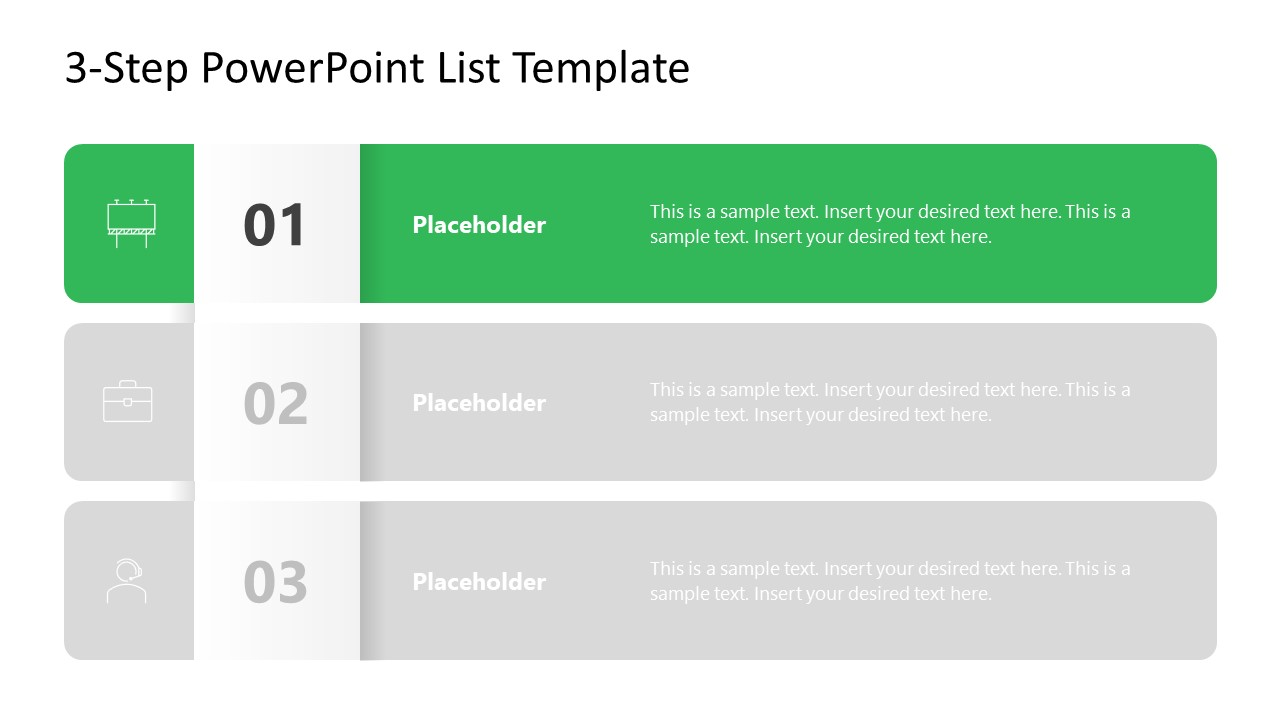 3-Step PowerPoint List Template