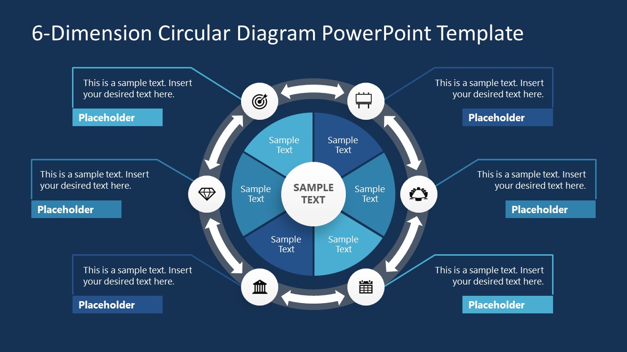 6-Dimension Circular Diagram PowerPoint Template