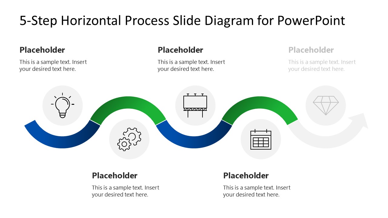 5-Item Horizontal Process Slide Diagram for PowerPoint