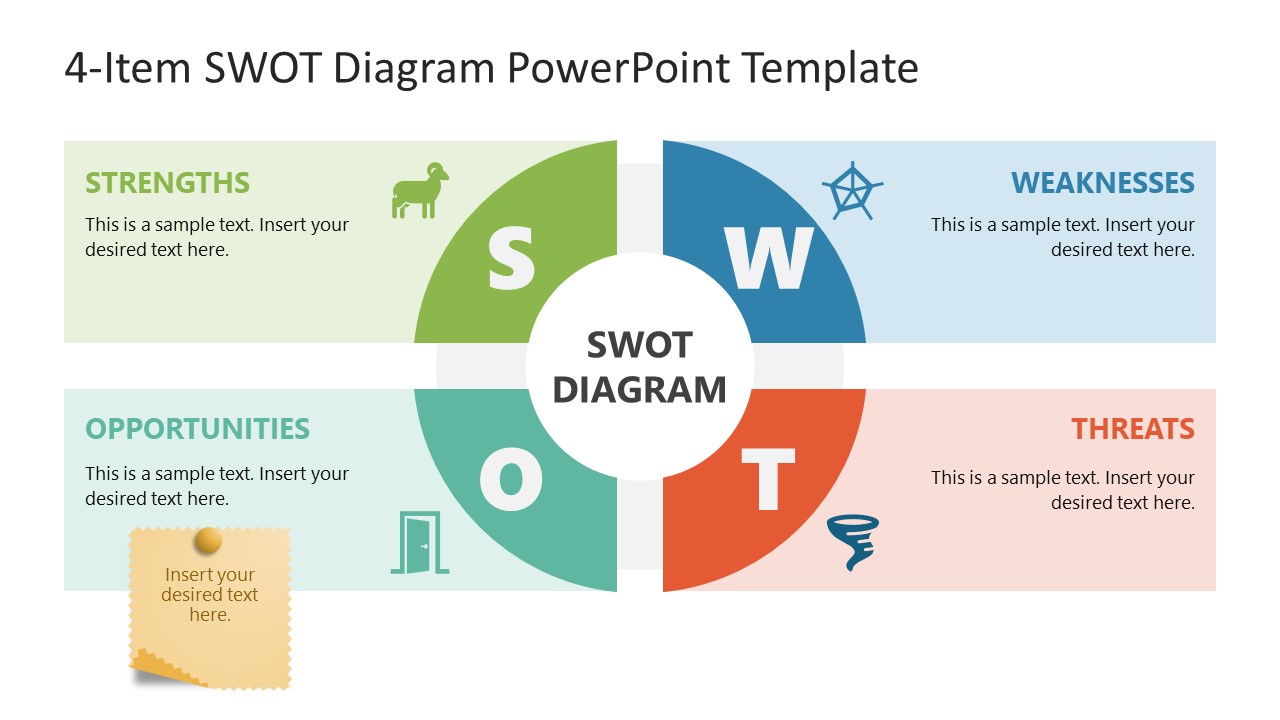 4-Item SWOT Diagram PowerPoint Template