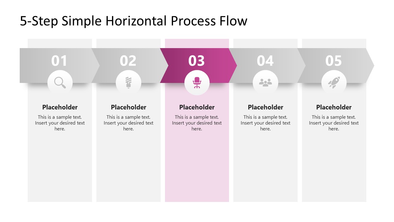 5-Step Simple Horizontal Process Flow PowerPoint Template