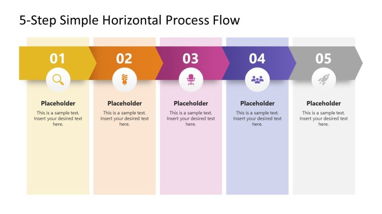 5-Step Simple Horizontal Process Flow Slide Layout - SlideModel