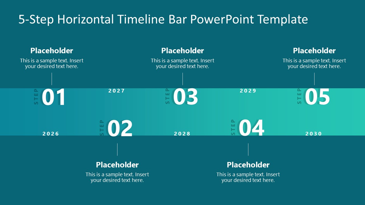 5-Step Horizontal Timeline Bar PowerPoint Template