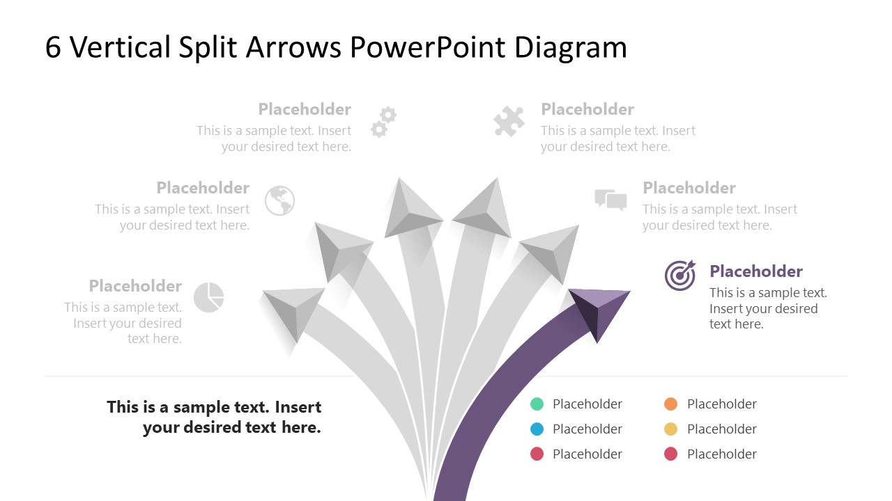 6-Vertical Split Arrows PowerPoint Template