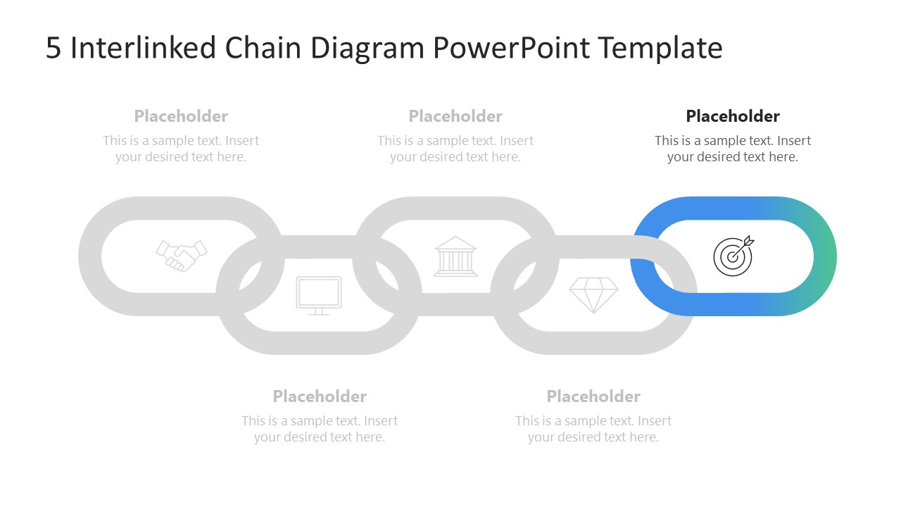 5 Interlinked Chain Diagram PowerPoint Template