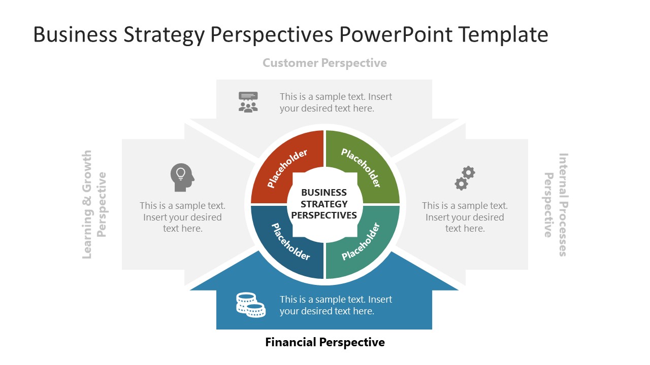 4 Business Strategy Perspectives PowerPoint Template