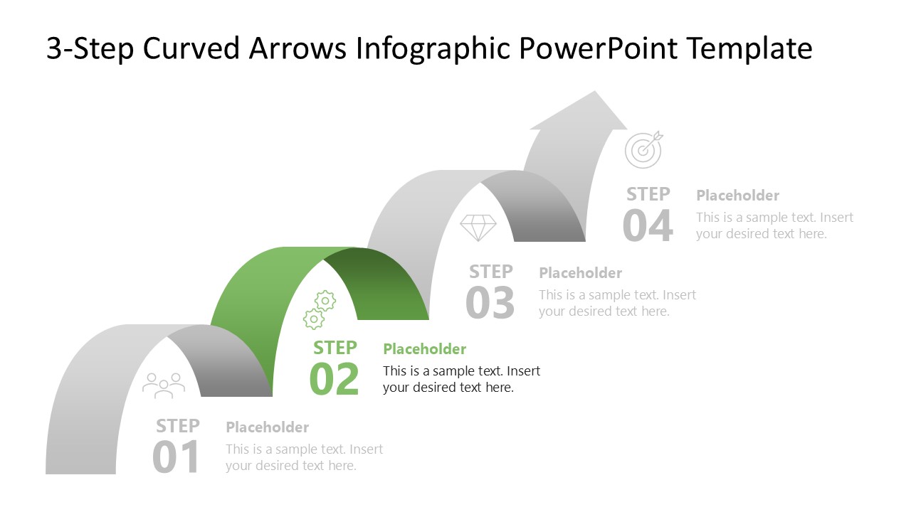 4-Step Curved Arrows Infographic PowerPoint Template