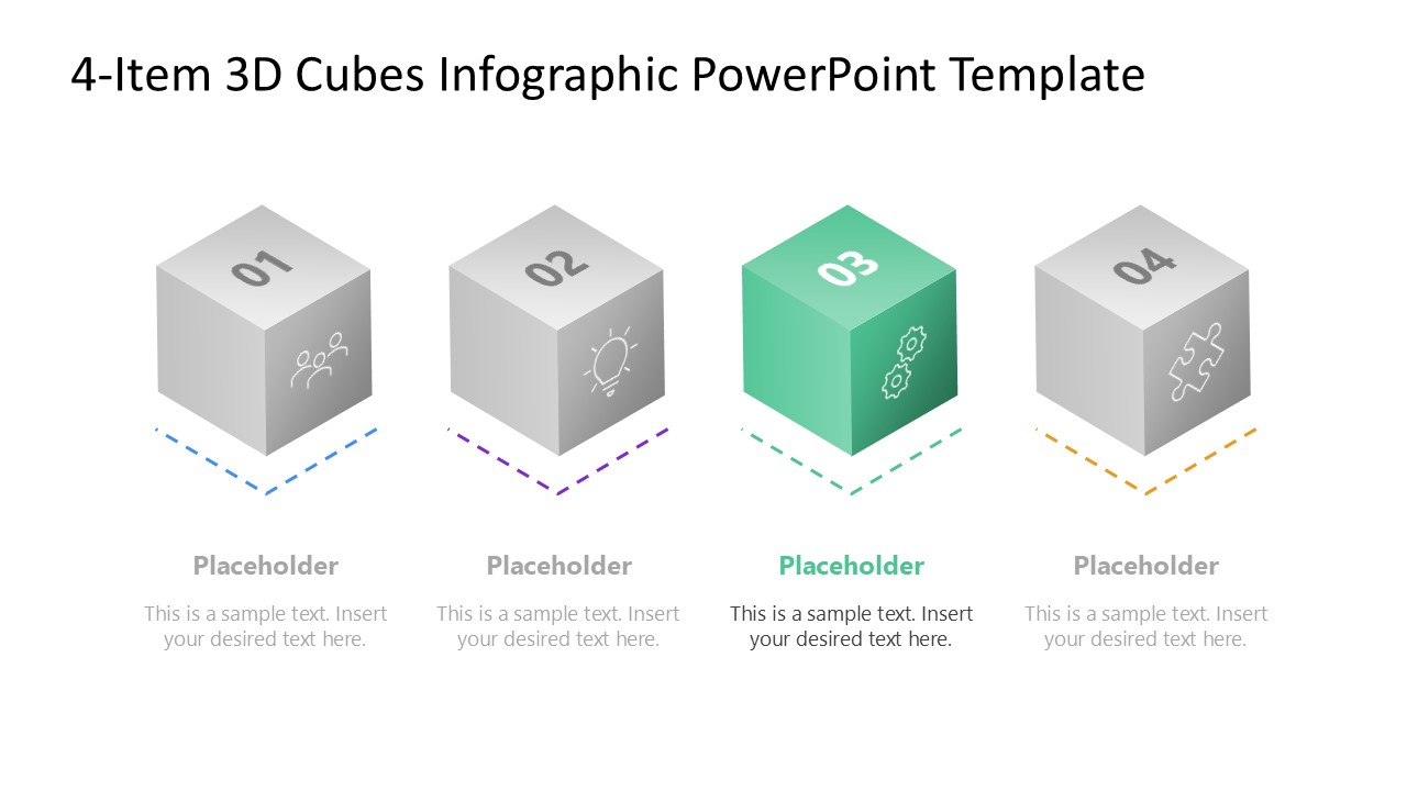 4-Item 3D Cubes Infographic PowerPoint Template