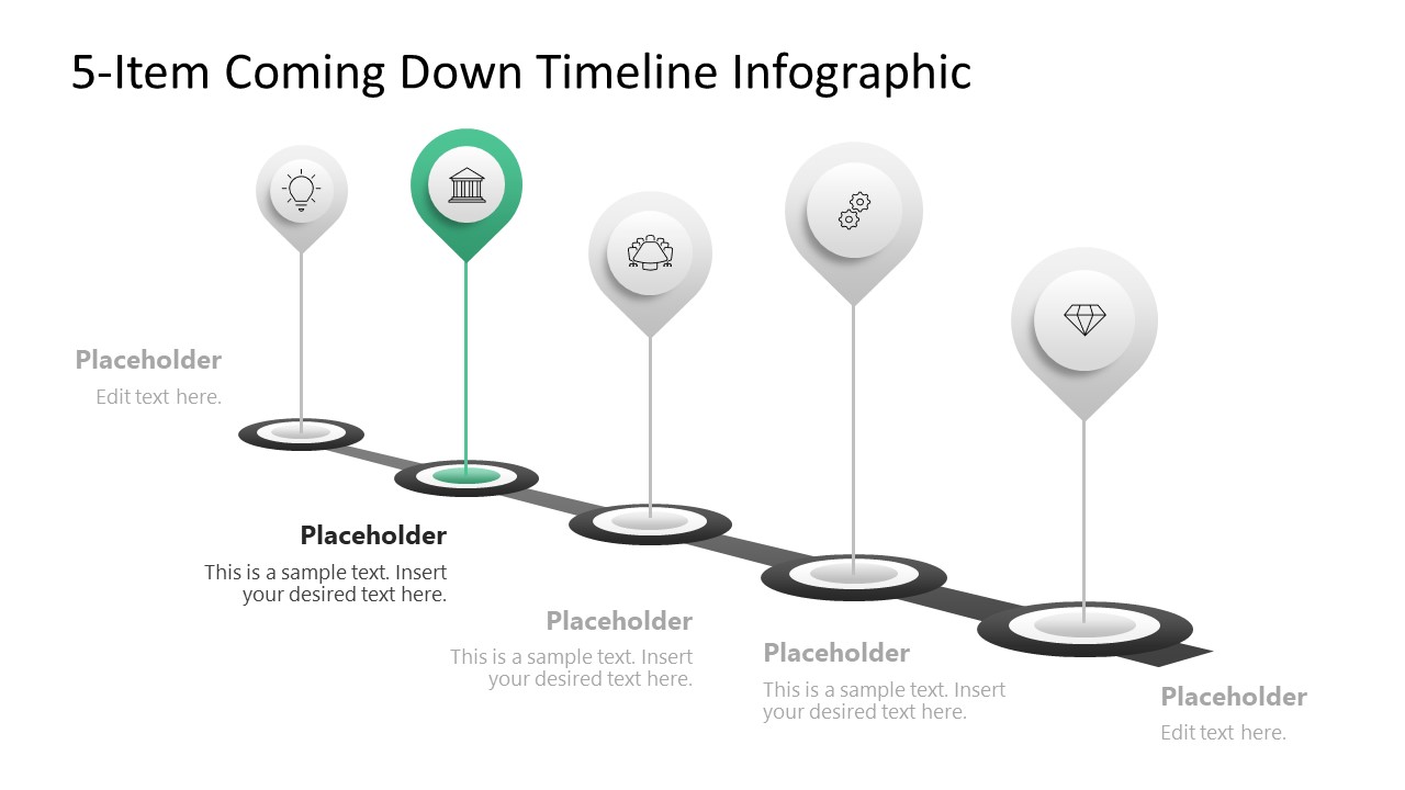 5-Item Coming Down Timeline Infographic PowerPoint Template