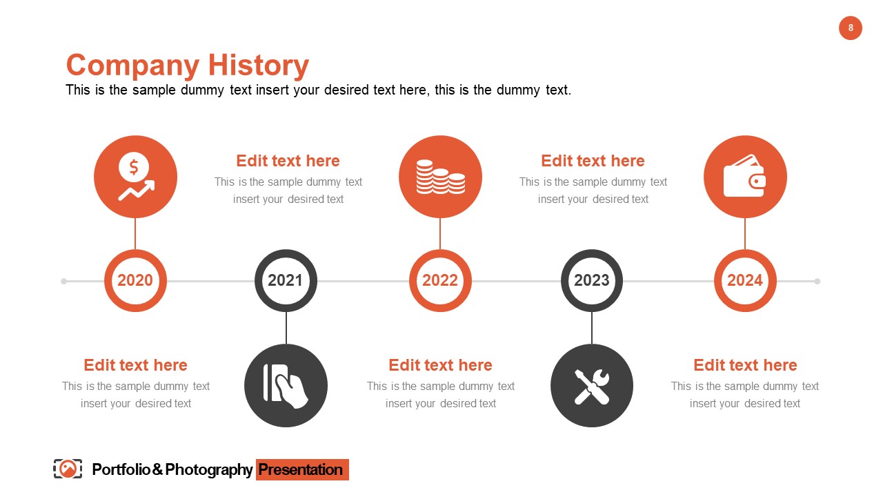 Photography Company Timeline Template - SlideModel