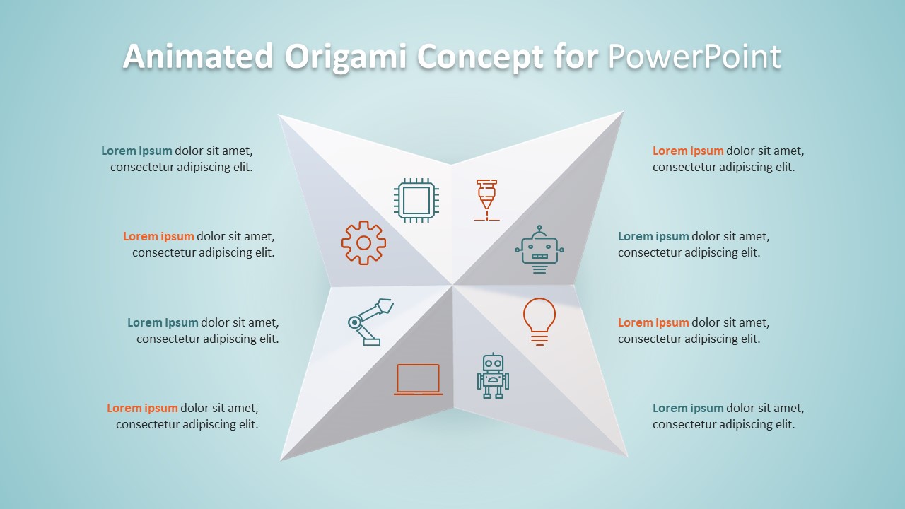 3D Animated Origami Concept PowerPoint Template - SlideModel