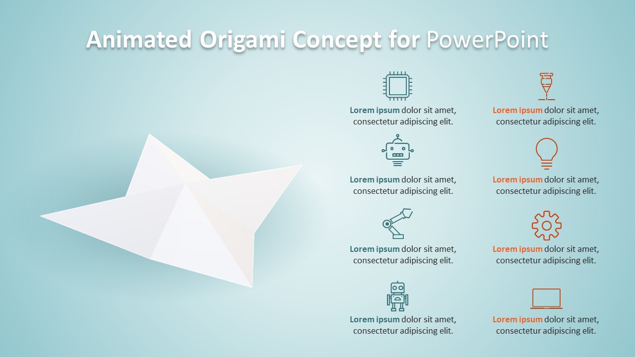 3D Animated Origami Concept PowerPoint Template - SlideModel