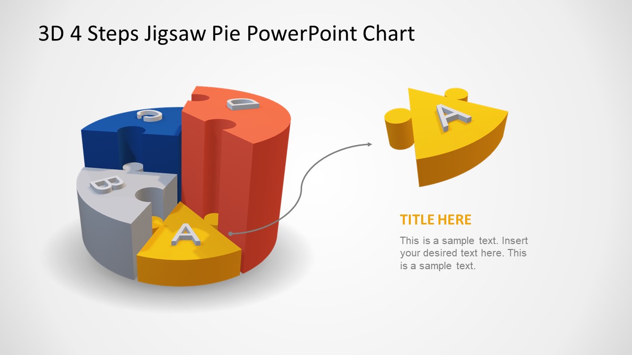 3D 4 Steps Jigsaw PowerPoint Pie Chart - SlideModel