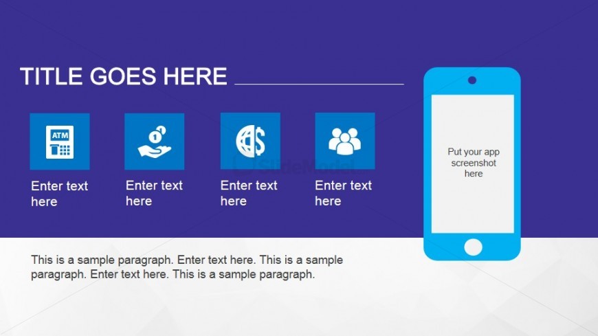 Smartphone Slide Design with 4 Icons - SlideModel