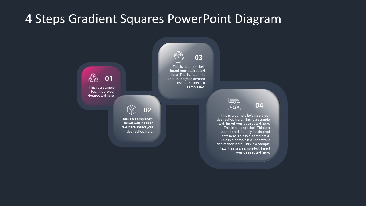 4 Steps Blocks Gradient Diagram PPT - SlideModel