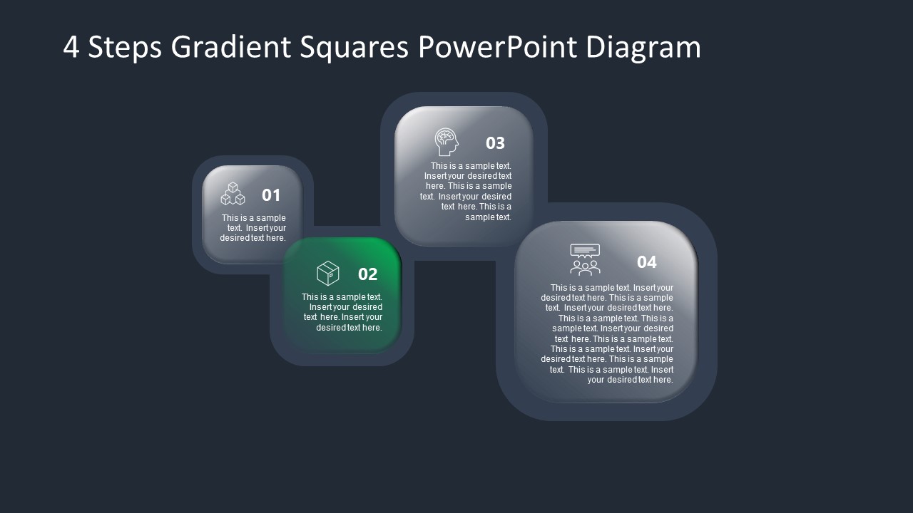 Gradient Squares Diagram Step 2 Template - SlideModel
