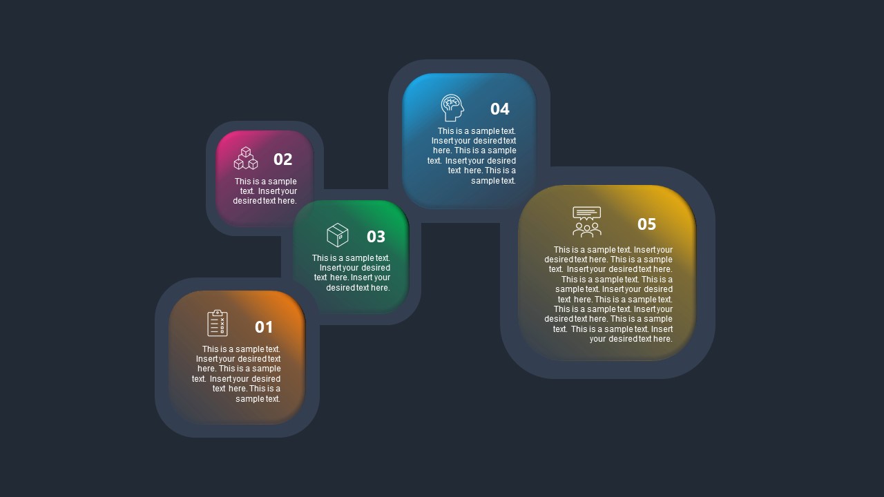 5 Steps Gradient Squares PowerPoint - SlideModel 5 Steps Gradient Squares PowerPoint - SlideModel