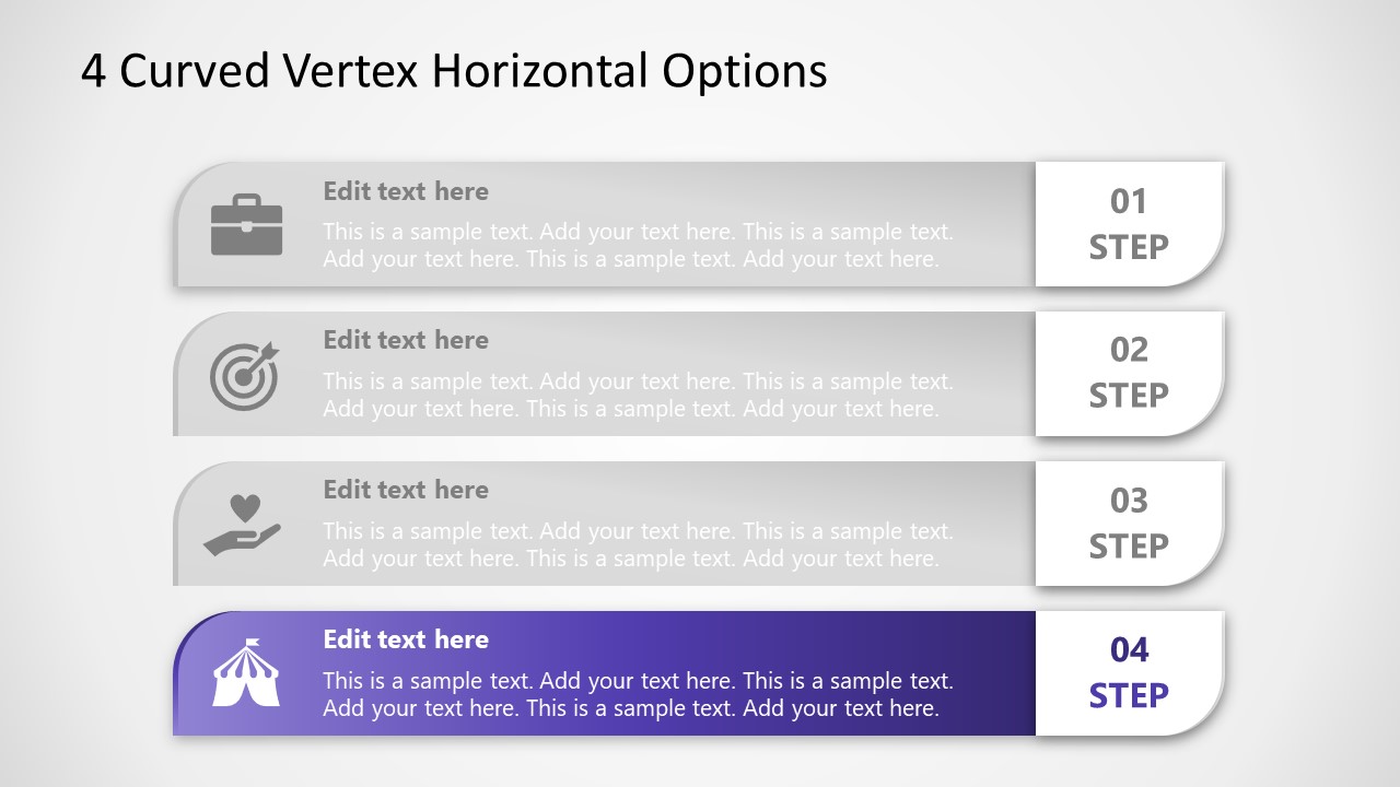 PowerPoint 4 Options Horizontal Diagram Step 4 - SlideModel