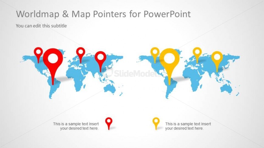 World Map Slide Design for PowerPoint with Map Pointer - SlideModel World Map Slide Design for PowerPoint with Map Pointer - SlideModel