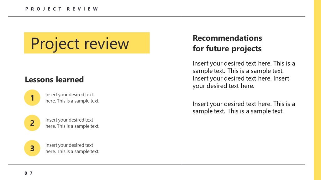Project Review Presentation - Recommendations Slide - SlideModel