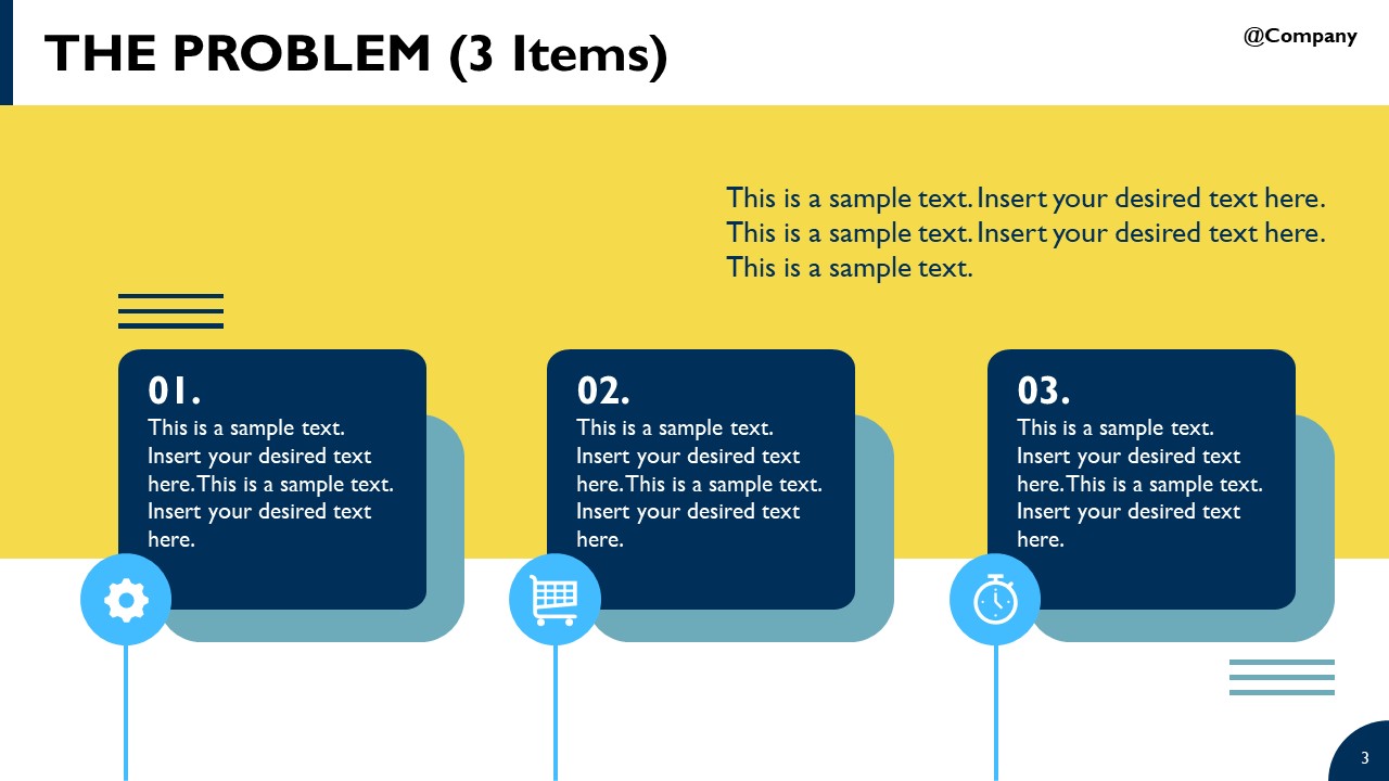 Investors Pitch Deck Template 3 Item Problem Slide SlideModel