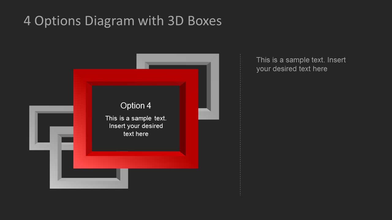 4 Options Diagram Template for PowerPoint with 3D Boxes - SlideModel