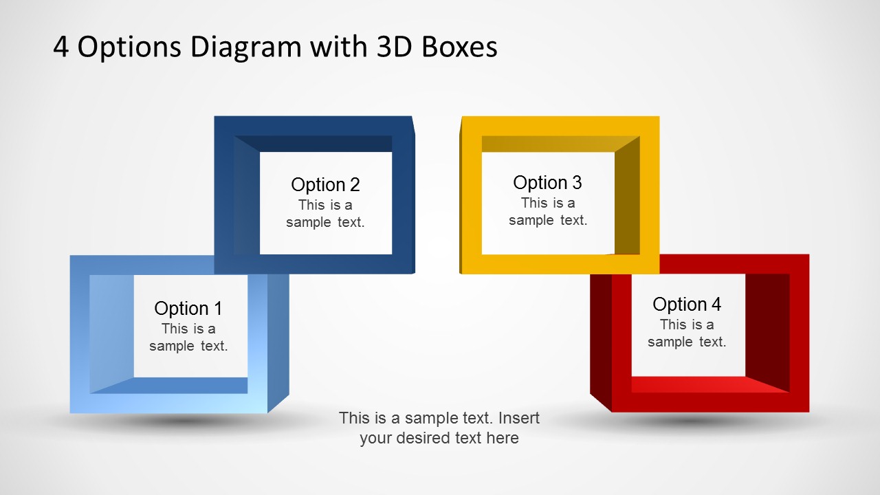 4 Options Diagram Template For PowerPoint With 3D Boxes SlideModel