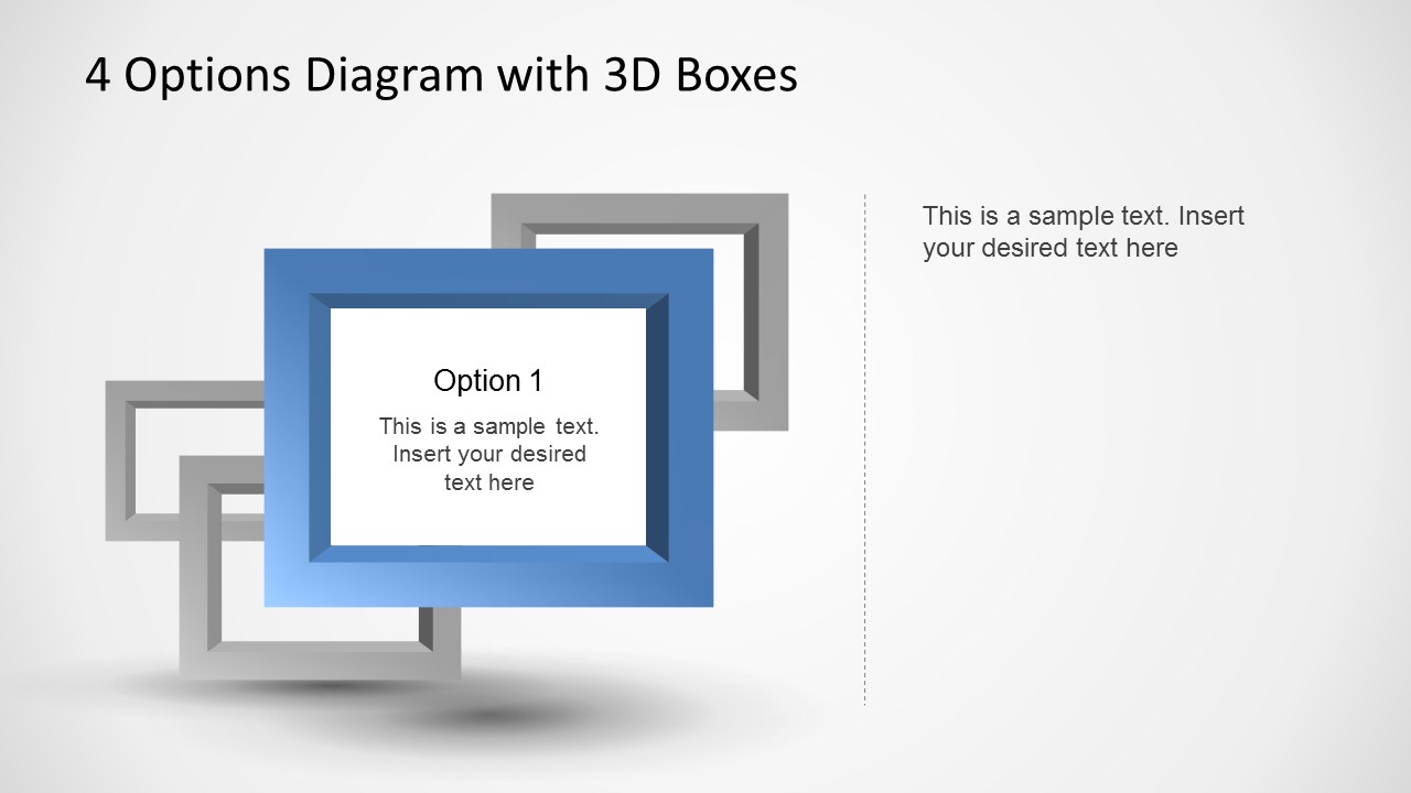 4 Options Diagram Template for PowerPoint with 3D Boxes - SlideModel