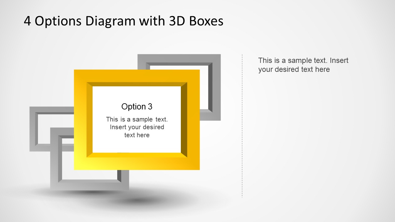 4 Options Diagram Template for PowerPoint with 3D Boxes - SlideModel